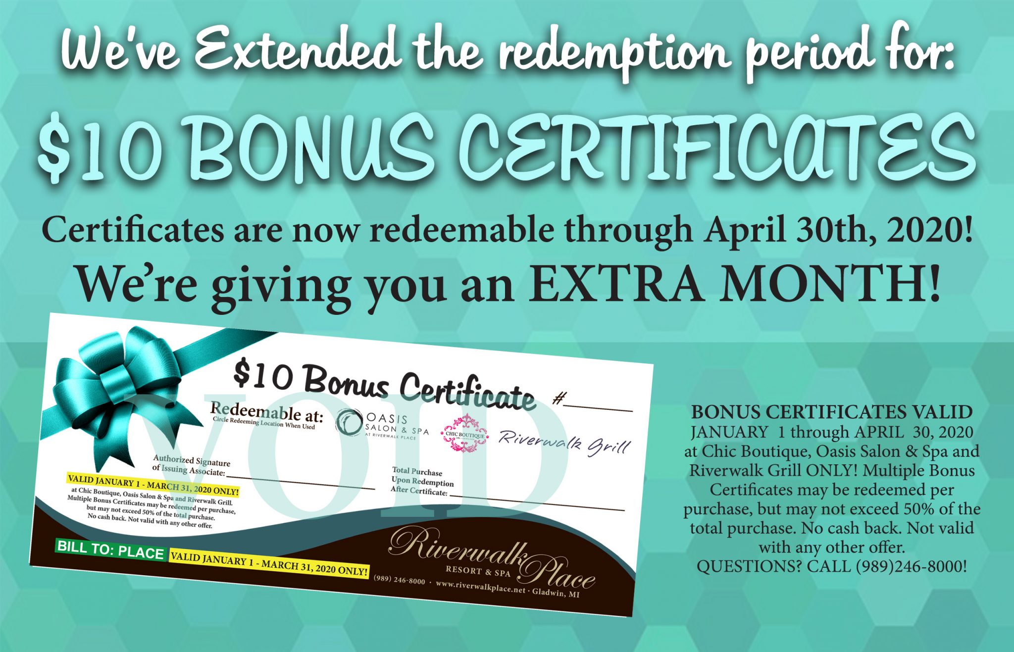 Bonus Certificates Extension - Riverwalk Place Resort & Spa